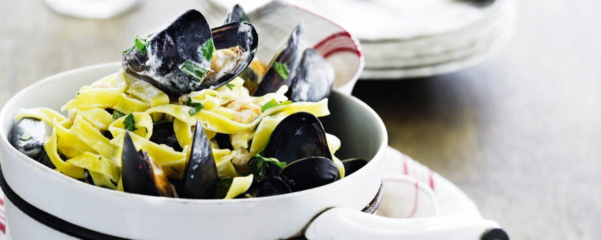 Fettuccine med rejer og muslinger - Galbani